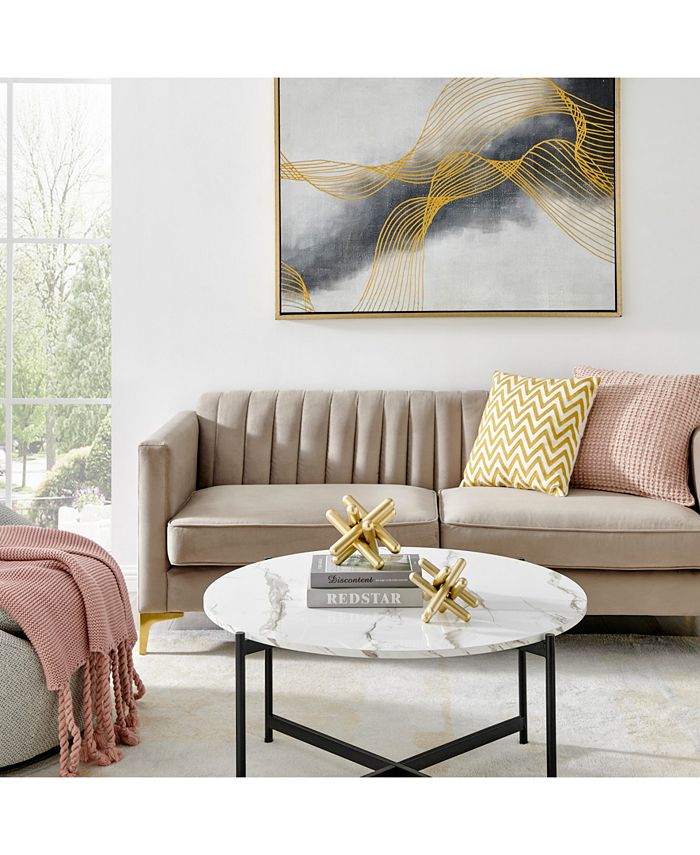 Danya B Small and Medium 2-Piece Abstract Gold-Tone Finish Textured Metal Geometric Sculptures ...