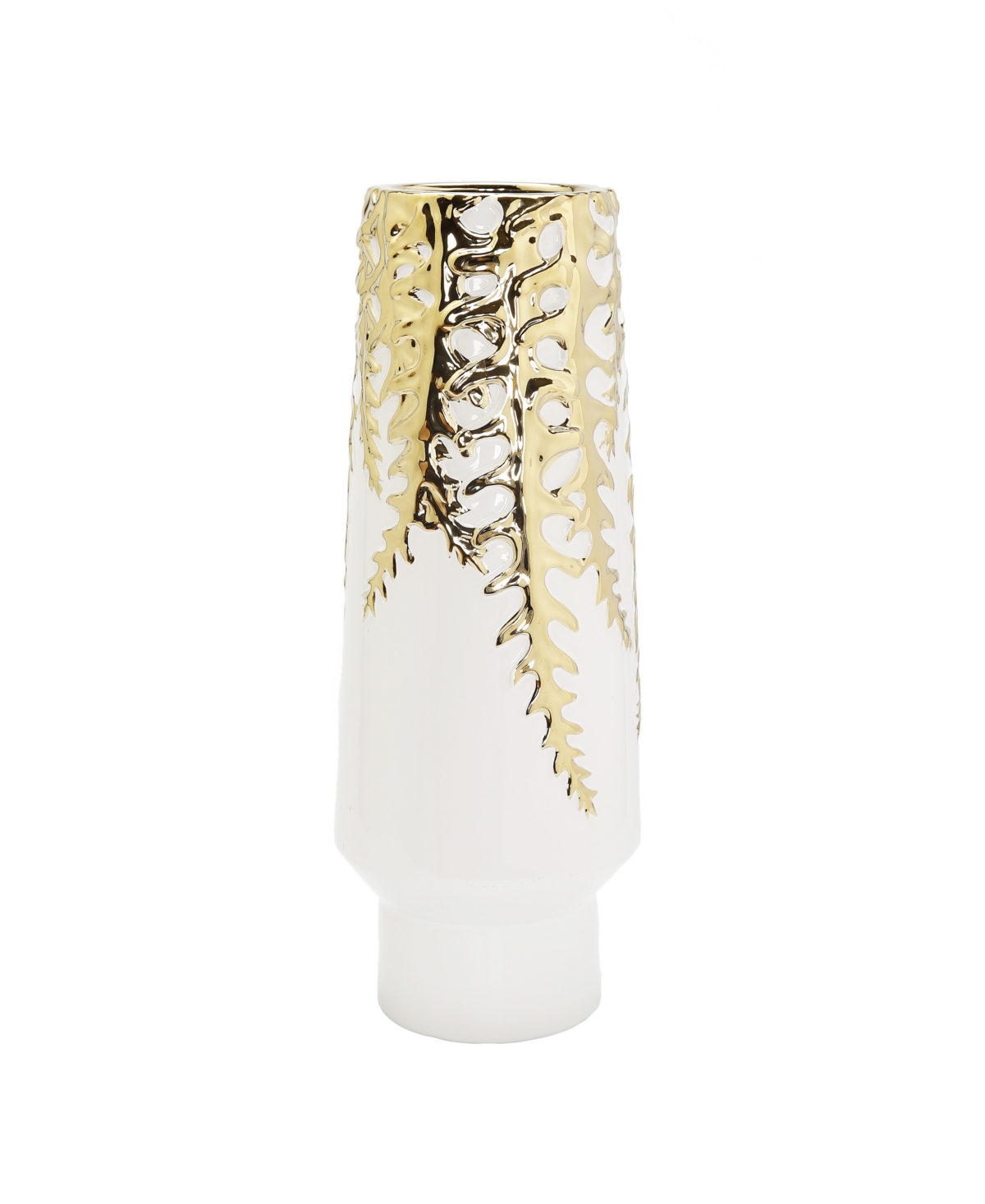 Click here for 18.5 H White Ceramic Vase Gold-Tone Design - White... prices