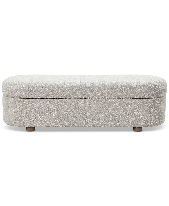 Furniture Laskar Boucle Storage Bench - Macy's