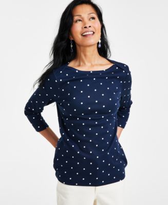 Style & Co Petite Simple Dot Pima Knit Top, Created for Macy's - Macy's