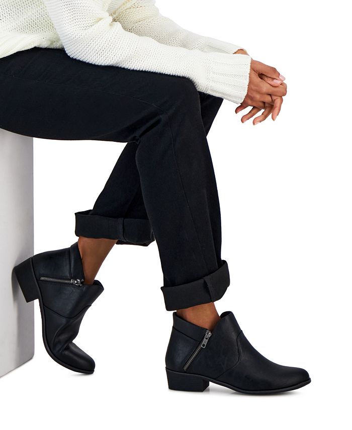 Sun + Stone Women's Adelinee Double Zip Ankle Booties, Created for Macy ...