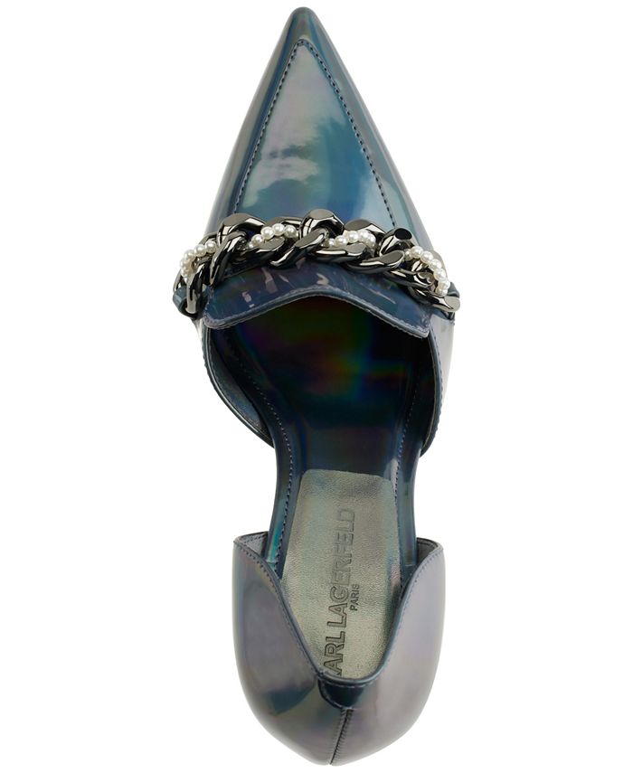KARL LAGERFELD PARIS Women's Shivani Chain Slip-On Pointed-Toe Pumps ...