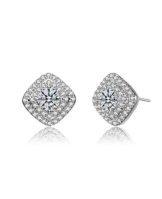 Ga Cubic Zirconia Pave Square Shape Stud Earrings - Macy's
