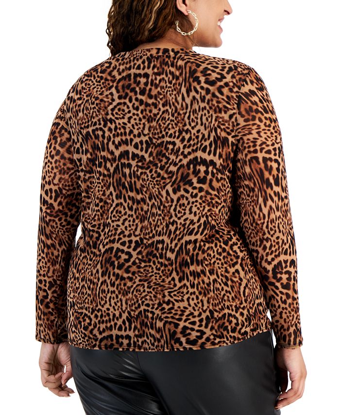 I.N.C. International Concepts Plus Size Animal-Print Mesh Top, Created ...