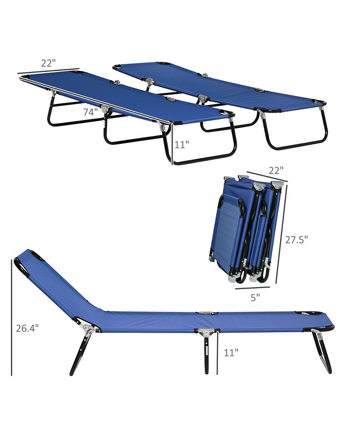 Outsunny Folding Chaise Lounge Pool Chairs, Reclining Back, Steel Frame ...