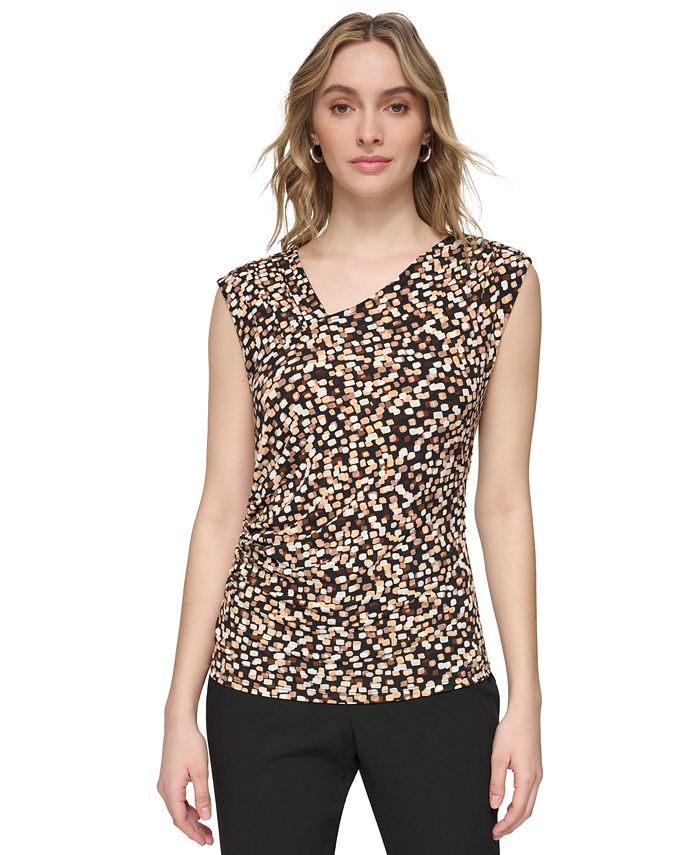 Calvin Klein Women's Printed Asymmetric Sleeveless Top - Macy's