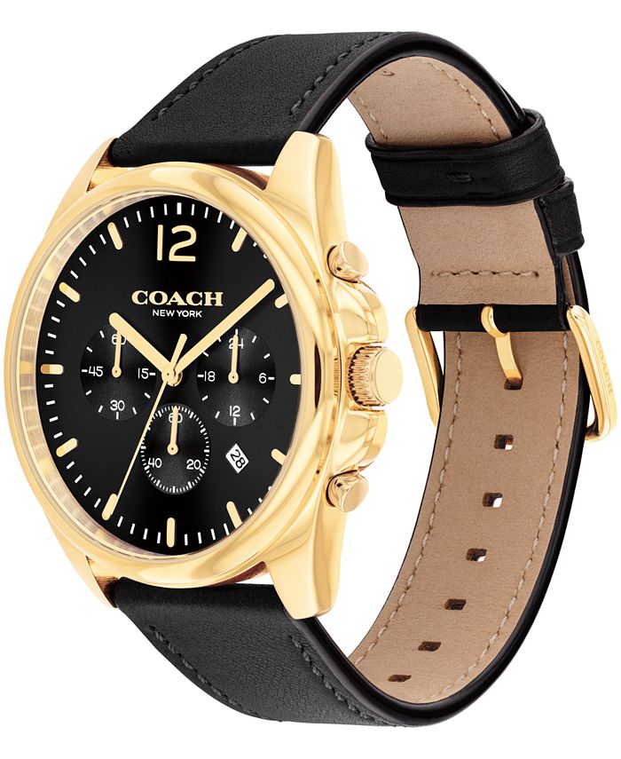 COACH Men's Greyson Black Leather Strap Watch, 41mm - Macy's