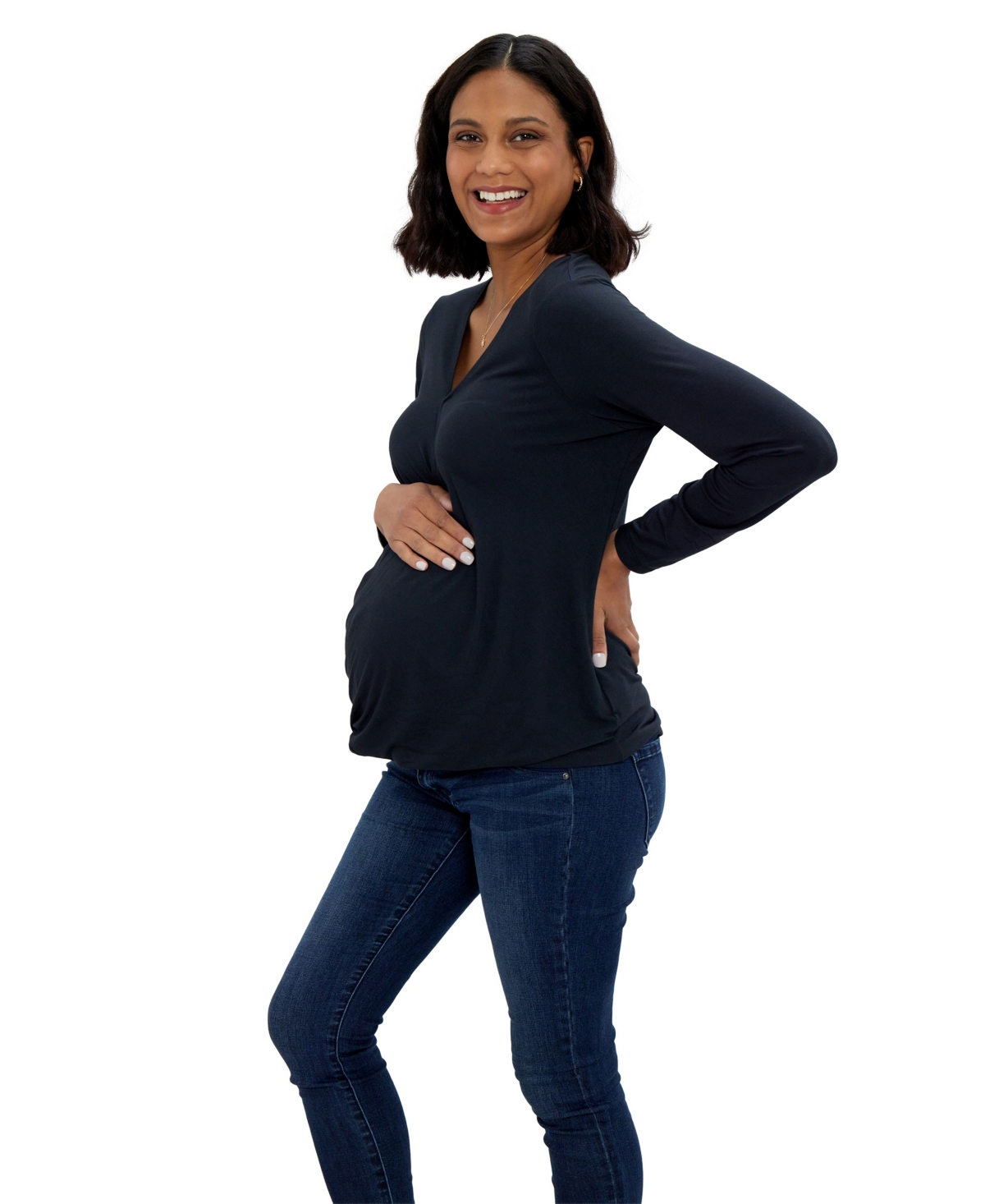 Click here for Womens Maternity Everywear Long Sleeve Wrap Tee -... prices
