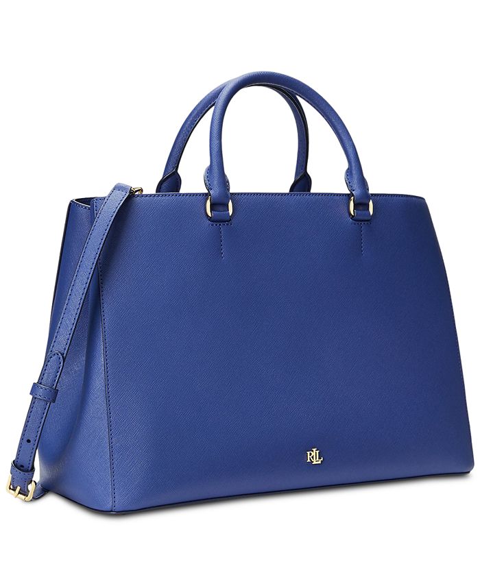 Lauren Ralph Lauren Crosshatch Leather Large Hanna Satchel - Macy's