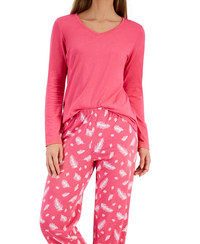 Charter Club Women's 2-Pc. Cotton V-Neck Pajama Set, Created for Macy's ...