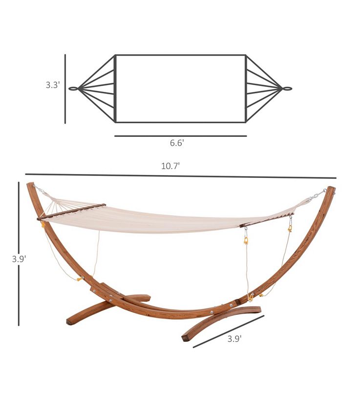 Outsunny 10' Wood Outdoor Hammock, Hammock with Stand Rainbow Bed ...