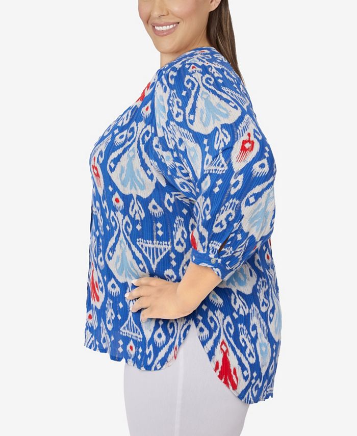 Ruby Rd. Plus Size Woven Allover Printed Top - Macy's