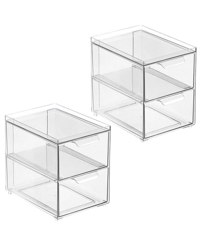 Mdesign Stacking Plastic Storage Kitchen Bin With Pull Out Drawers 2
