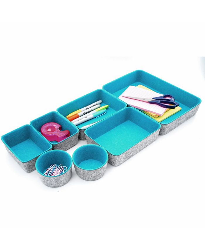 Welaxy 7 Piece Felt Drawer Organizer Set with Round Cups and Trays - Macy's