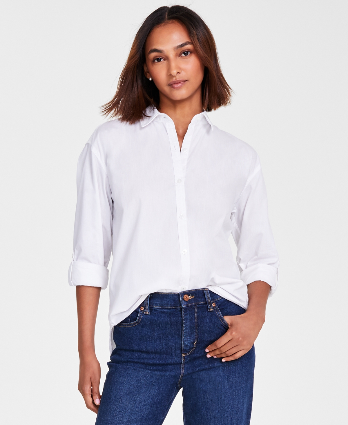Gloria Vanderbilt Womens Amanda Button-Front Shirt - Vintage White