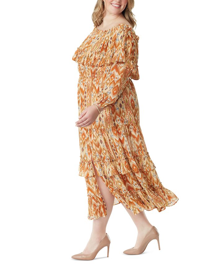 Jessica Simpson Plus Size Printed Merisa Ruffled Tiered Slit-Front ...