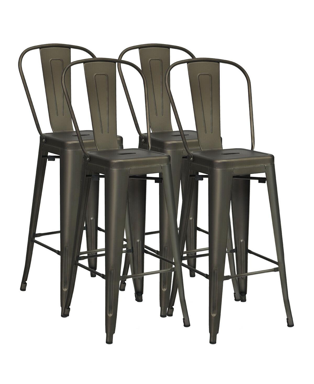 Click here for Costway Set of 4 High Back Metal Stool 30 Seat Bar... prices