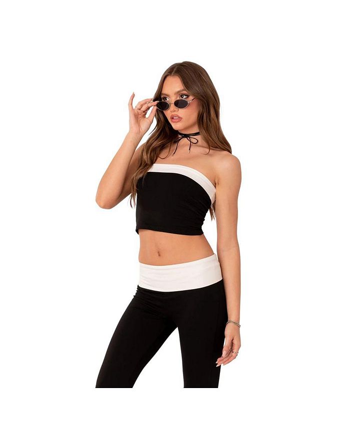 Edikted Women's Contrast Fold Over Tube Top - Macy's
