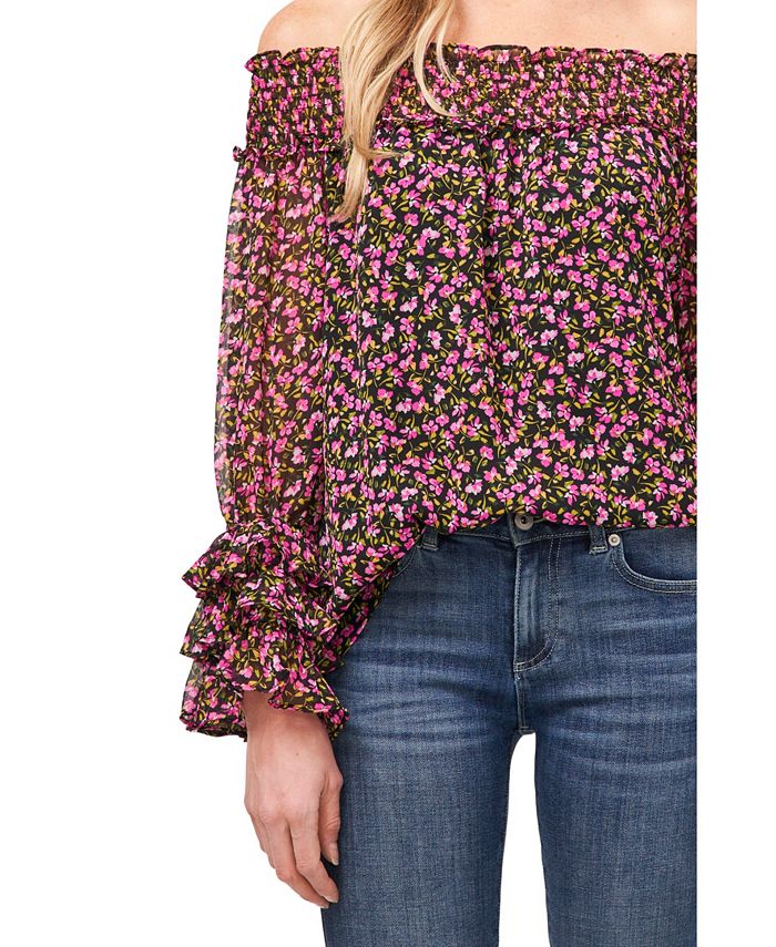 CeCe Women's Bella Ditsy Floral Off The Shoulder Blouse - Macy's