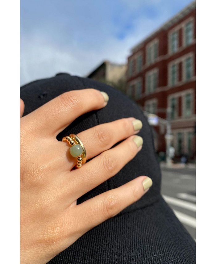 seree Arya — Jade and beaded gold stretch ring - Macy's