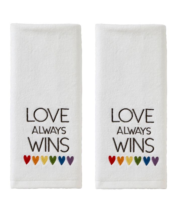 SKL Home Love Always Wins Cotton 2 Piece Hand Towel Set, 25" x 16" - Macy's