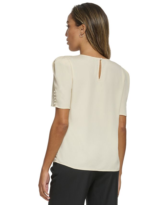 Calvin Klein Women's Puff-Sleeve Button-Cuff Blouse - Macy's