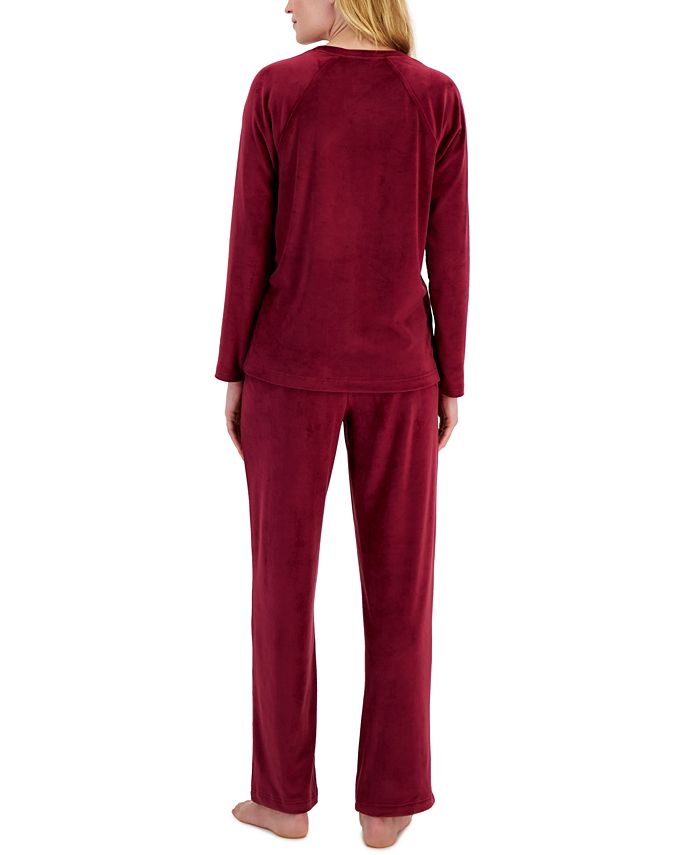 Charter Club Women's 2-Pc. Embroidered Velour Pajamas Set, Created for ...
