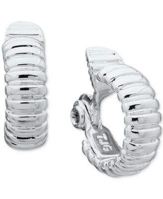 Anne Klein Silver-Tone Omega Clip On Small Hoop Earrings, .72" - Macy's