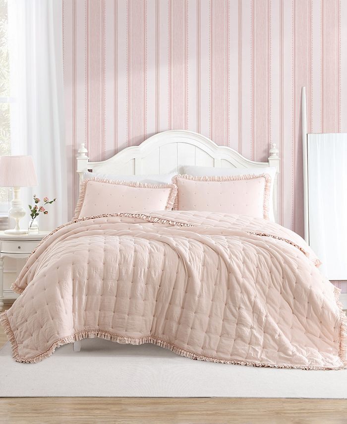 Laura Ashley Hailee Microfiber 2 Piece Quilt Set, Twin - Macy's