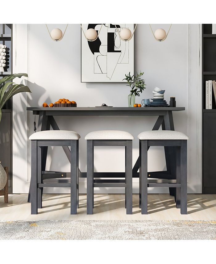 Simplie Fun Multipurpose Home Kitchen Dining Bar Table Set With 3 ...