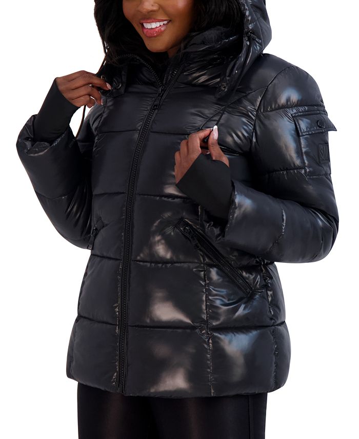 Steve Madden Juniors' Faux-Fur-Lined Hooded Puffer Coat, Created for ...