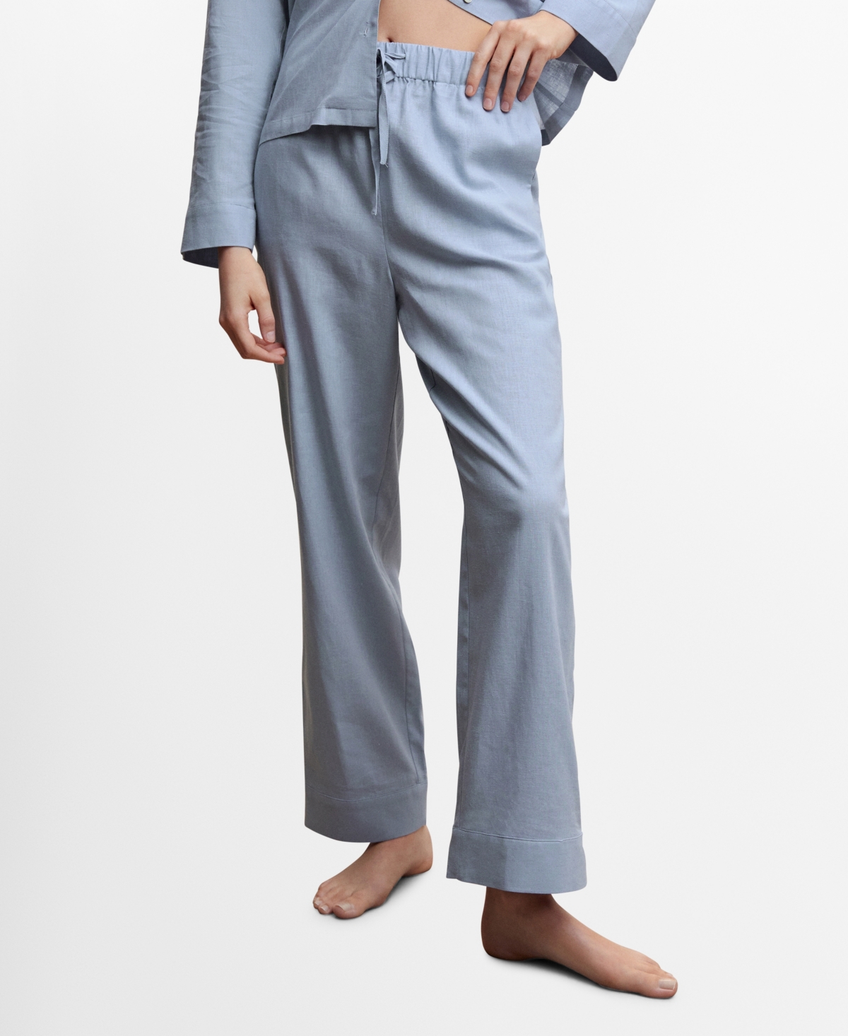 MANGO Linen pajama pants blue | Smart Closet