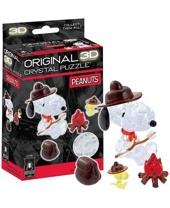 University Games Bepuzzled 3D Crystal Puzzle Peanuts Snoopy Campfire ...