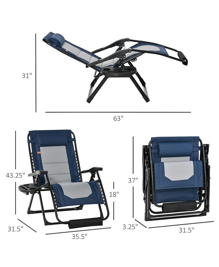 Outsunny Padded Zero Gravity Lounge Chair, Folding Recliner, Outdoor ...