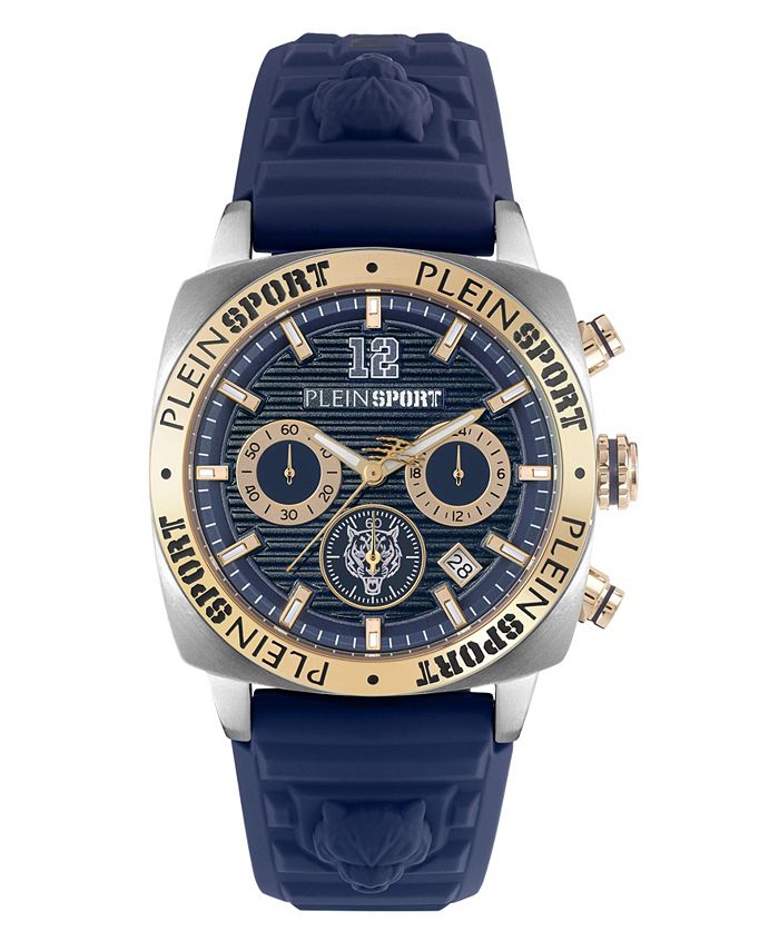 Plein Sport Men's Wildcat Blue Silicone Strap Watch 40mm - Macy's