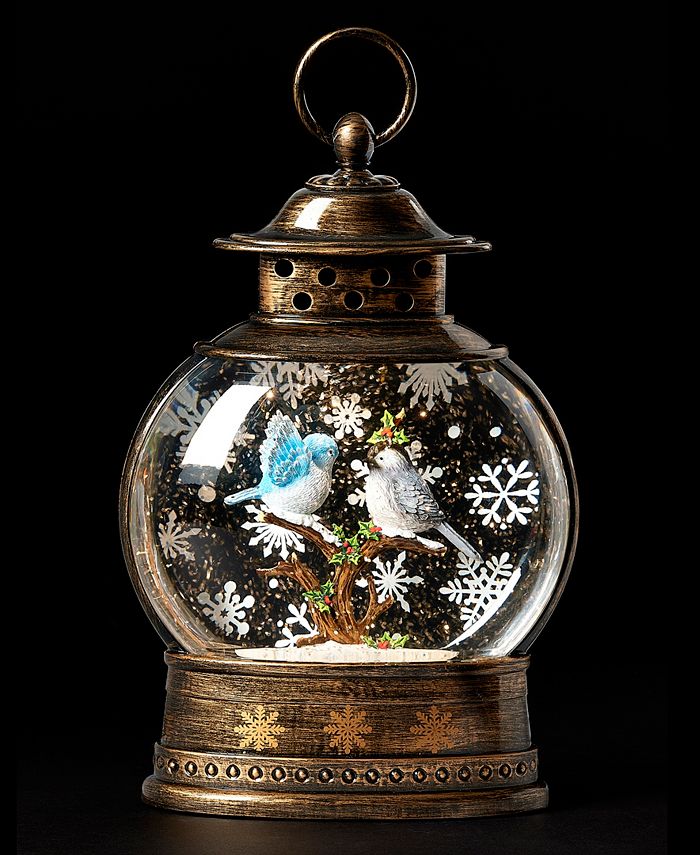 Roman 10" H Light Emitting Diode (LED) Swirl Bluebird with Holly - Macy's