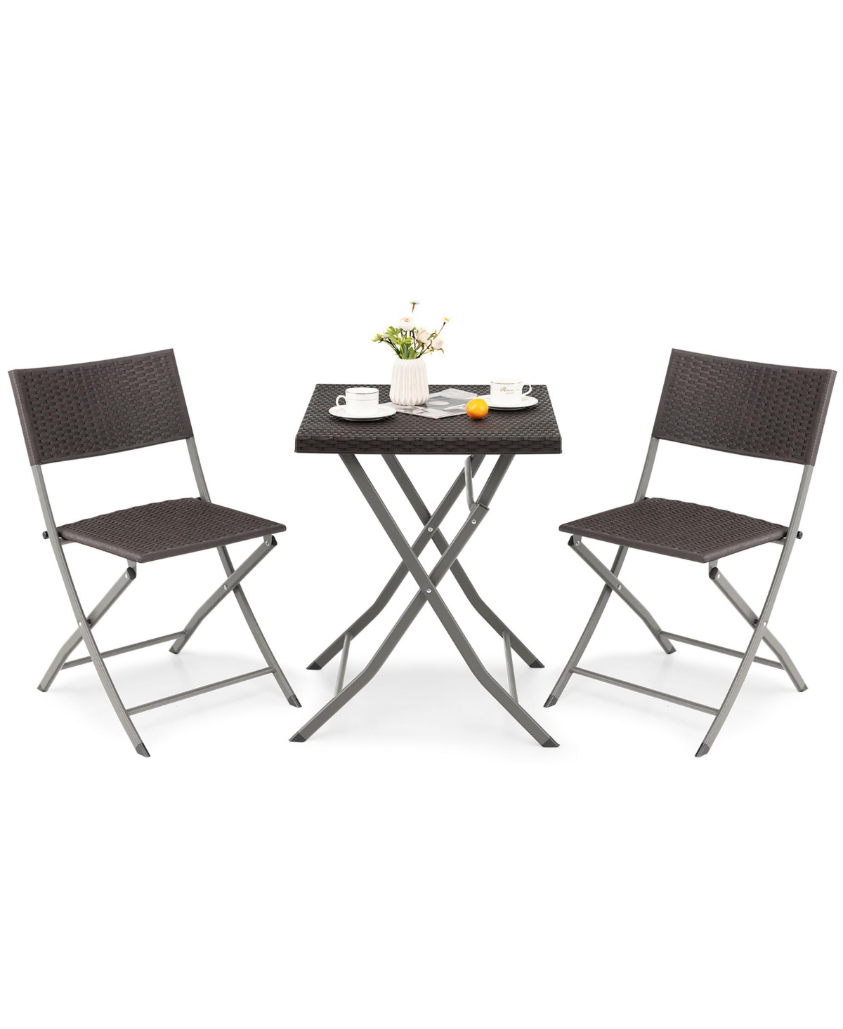 Click here for 3PCS Patio Folding Rattan Bistro Set Chairs Backre... prices