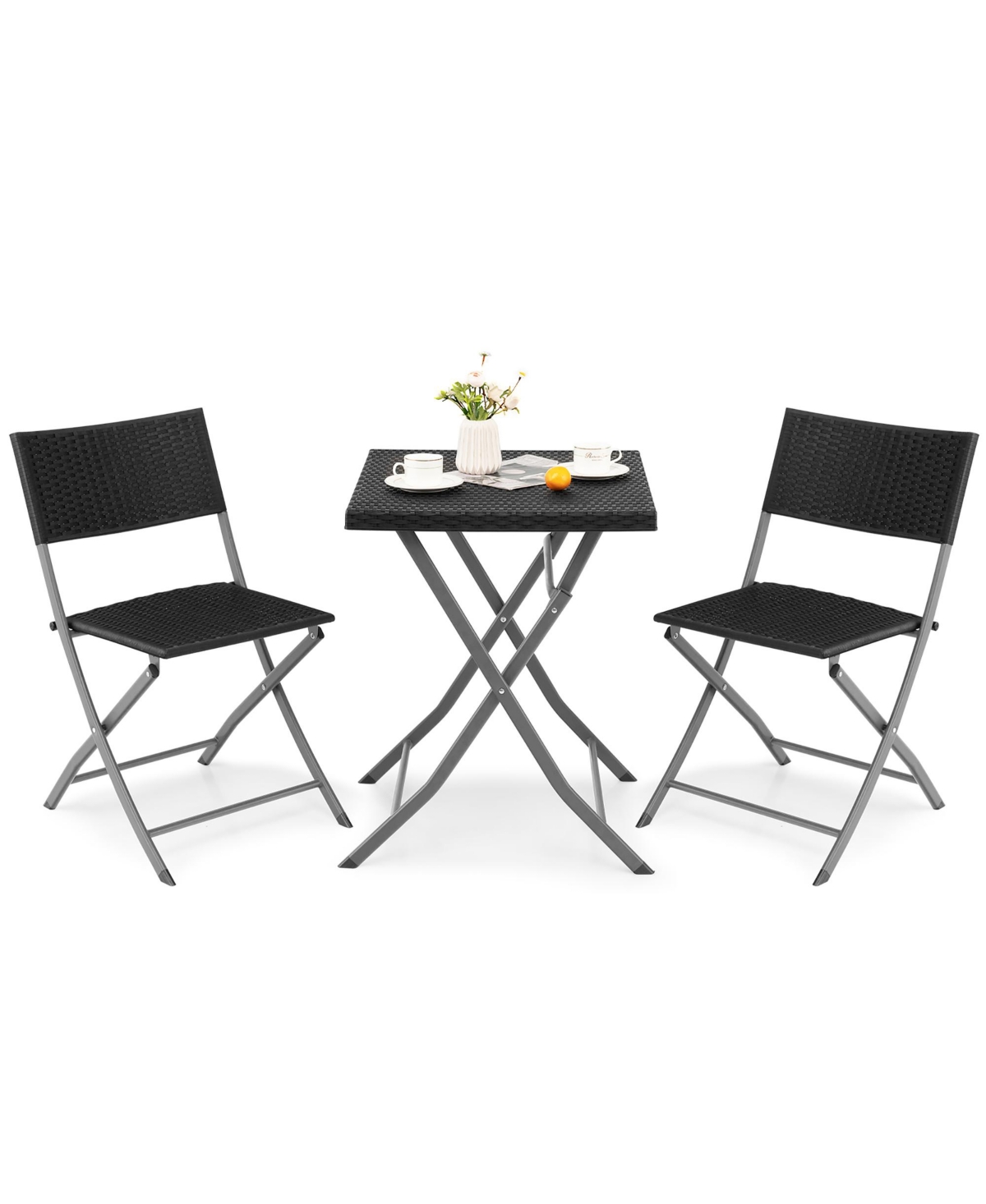 Click here for 3PCS Patio Folding Rattan Bistro Set Chairs Backre... prices