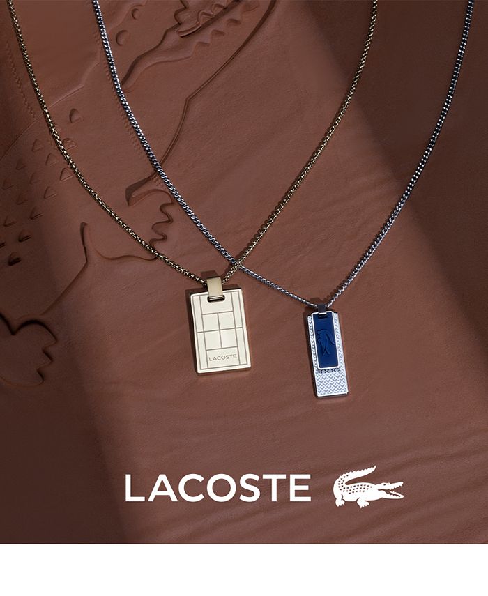 Lacoste Men's Stainless Steel Tag Necklace - Macy's