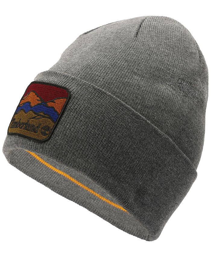 Timberland Men's Embroidered Mountain Logo Patch Beanie - Macy's
