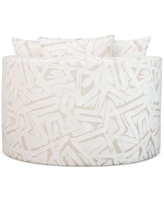 Furniture Korren Fabric Round Swivel Chair, Created for Macy's - Macy's