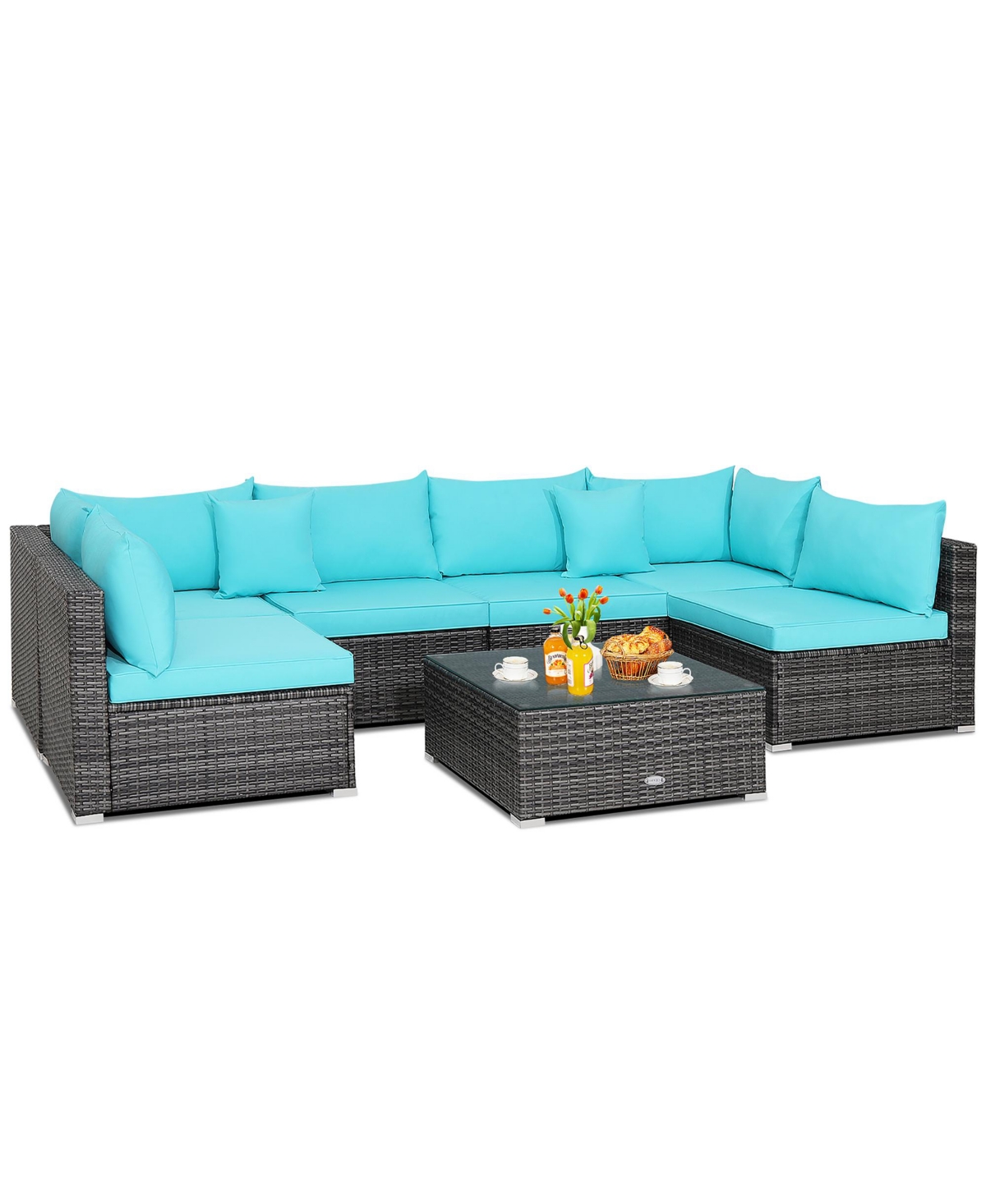 Click here for Costway 7PCS Patio Rattan Furniture Set Sectional... prices