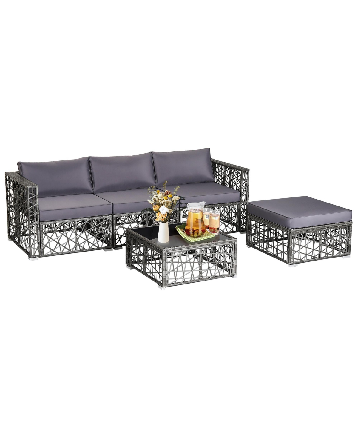 Click here for 5 Pieces Patio Pe Rattan Wicker Sofa Furniture Set... prices