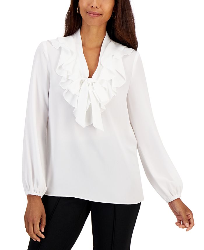 Kasper Women's Tie-Front Ruffled Blouse - Macy's