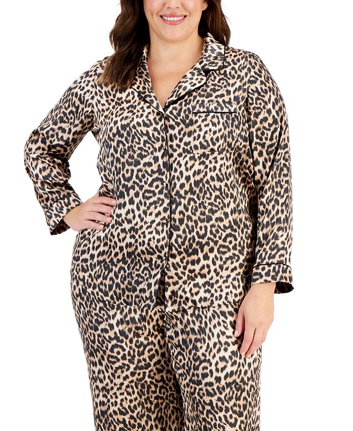 I.N.C. International Concepts Plus Size 2-Pc. Cheetah-Print Pajamas Set ...
