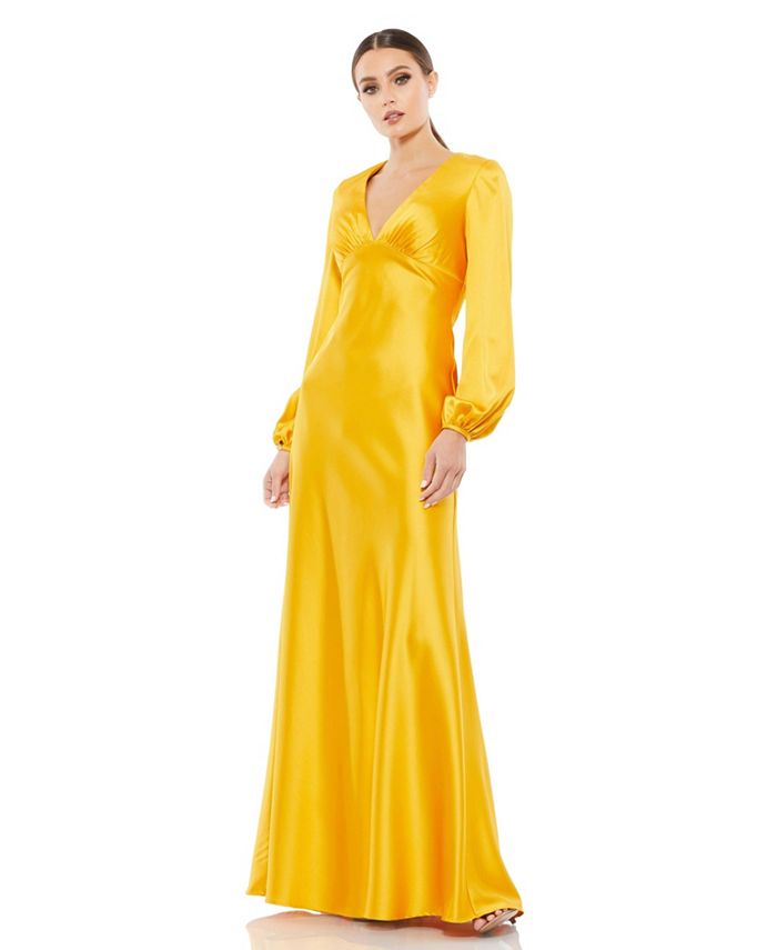 Mac Duggal Women's Ieena Puff Sleeve Empire Waist Trumpet Gown - Macy's