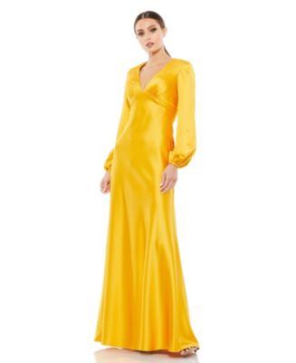 Mac Duggal Women's Ieena Puff Sleeve Empire Waist Trumpet Gown - Macy's