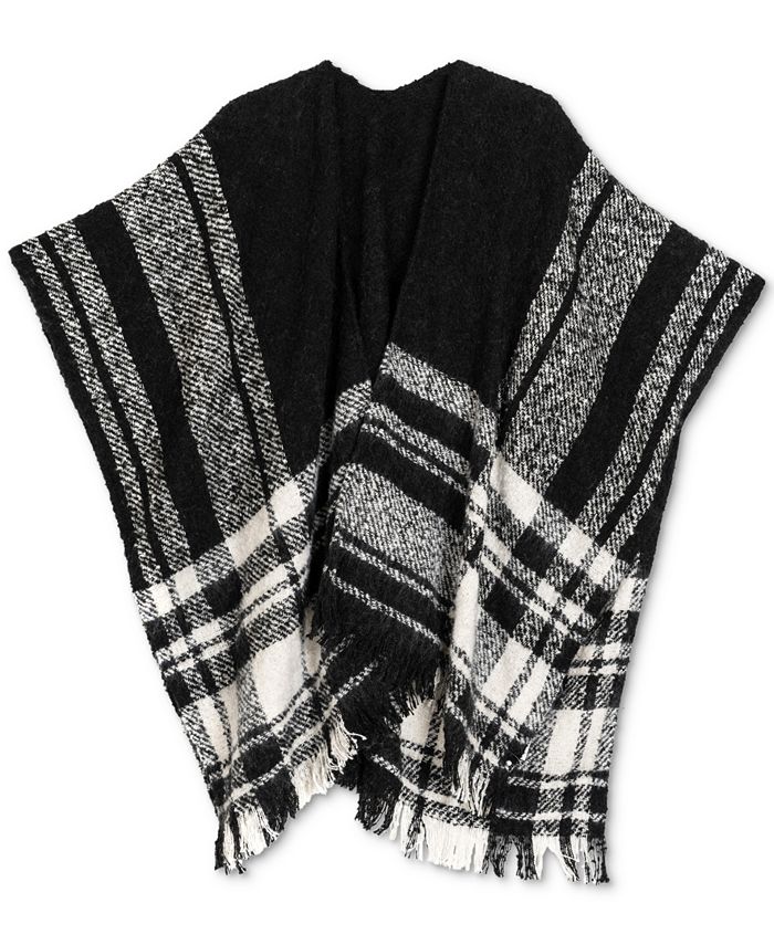 Style & Co Women's Plaid Fringe-Trim Topper, Created for Macy's - Macy's
