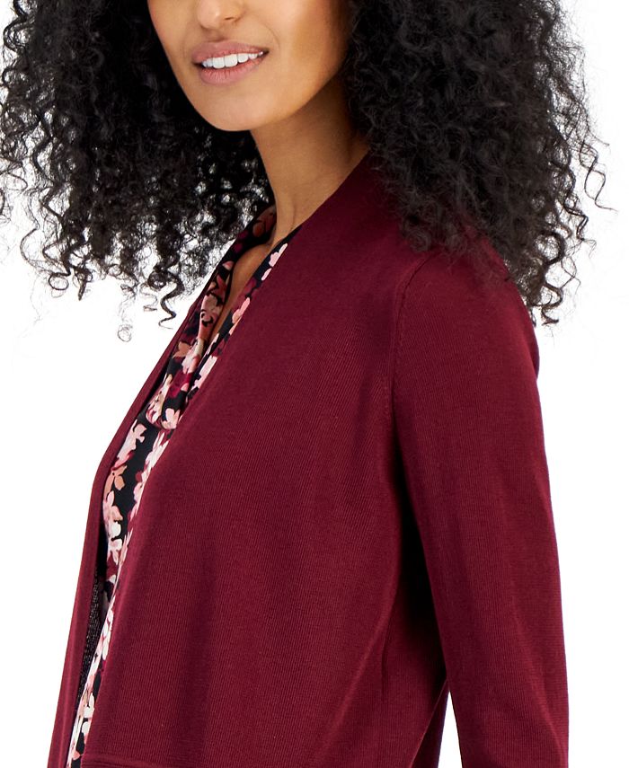 Anne Klein Monterey Open-Front Longline Cardigan - Macy's