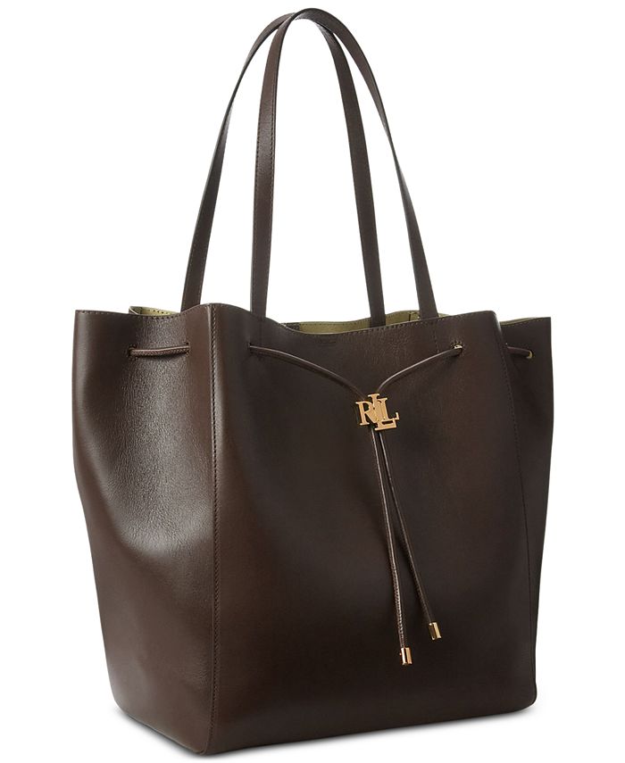 Lauren Ralph Lauren Andie Large Leather Drawstring Tote - Macy's